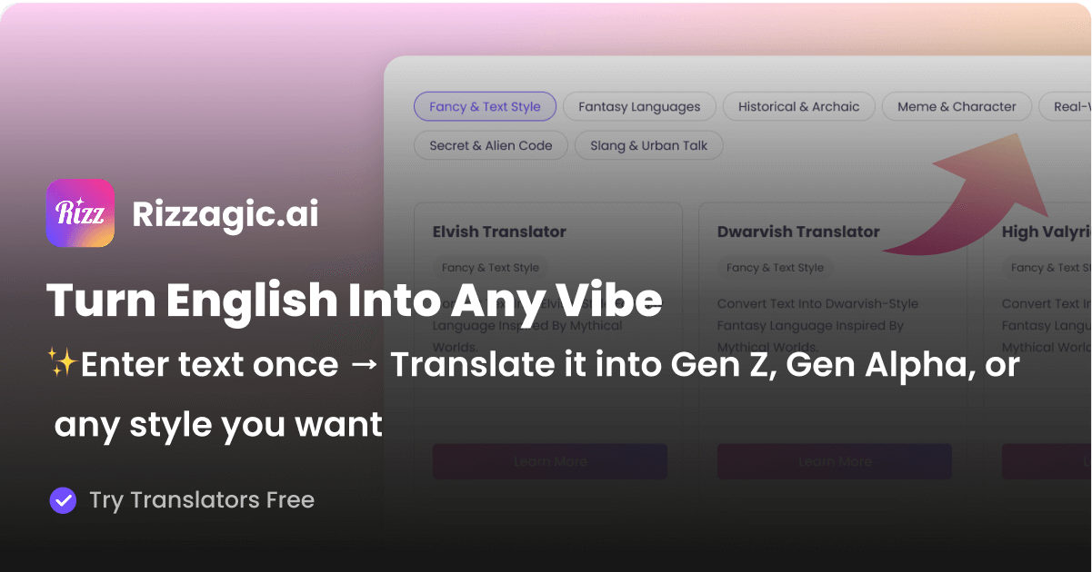 Fancy English Translator – Make Plain Text Elegant | Rizzagic